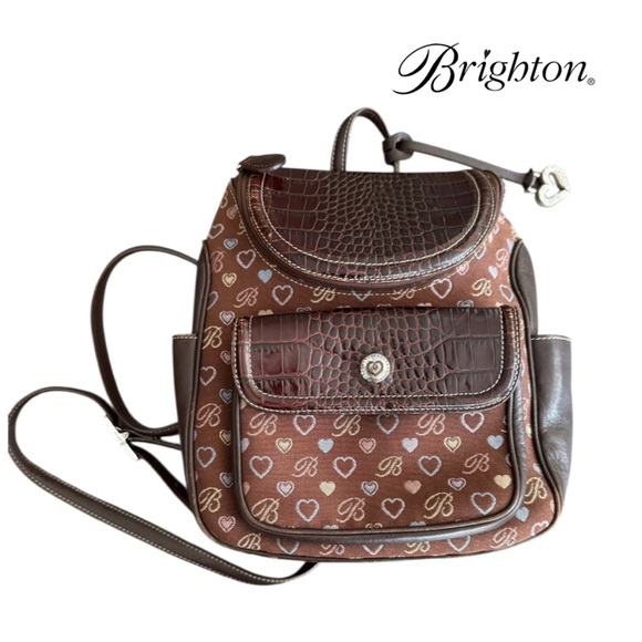 Brighton | Bags | Brighton Julia Signature Brown Leather Canvas ...